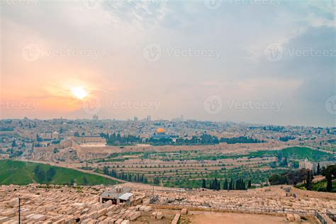 Panoramic View Of Jerusalem Old City And The Temple Mount During A