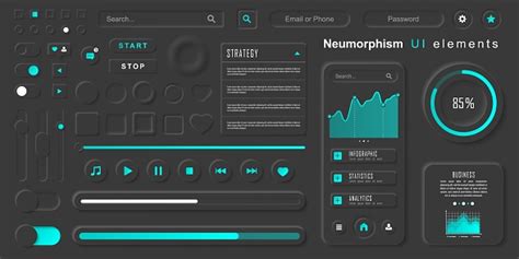 모바일 앱용 사용자 인터페이스 요소 Neumorphism 사용자 인터페이스 디자인 키트 Neumorphism Ui Ux 아이콘 세트 검색에 대한 스톡 벡터 아트 및 기타