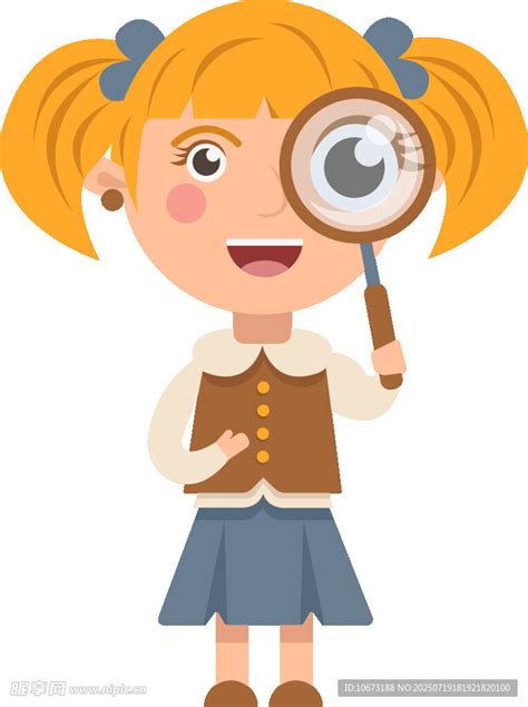 女孩手持放大镜探索世界设计图 图片素材 其他 设计图库 昵图网