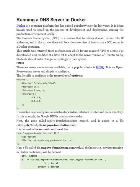 Running A Dns Server In Docker Pdf Domain Name System Network