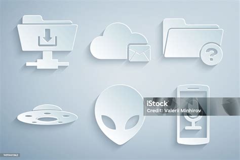 Set Alien Unknown Directory Ufo Flying Spaceship Mobile Recording Cloud