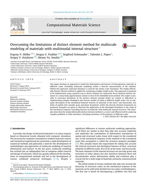 pdf overcoming the limitations of distinct element method for