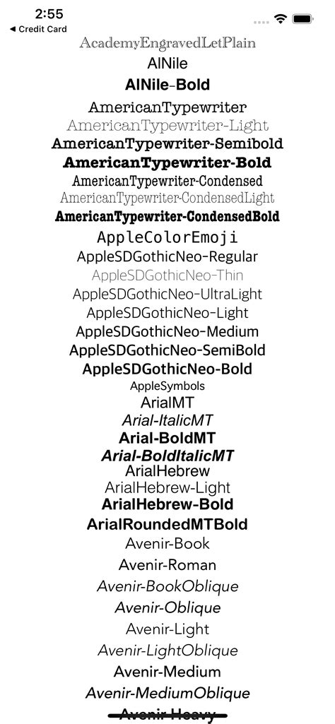 How Can I See Other Options Of Font That SwiftUI Can Offer As Custom Font Stack Overflow