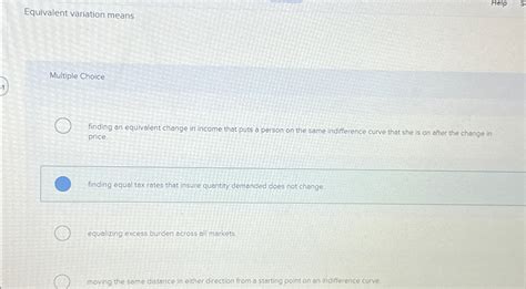 Solved Equivalent Variation Meansmultiple Choicefinding An