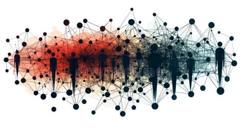 Futuristic Network Design Red Black Interconnected Nodes Lines Stock