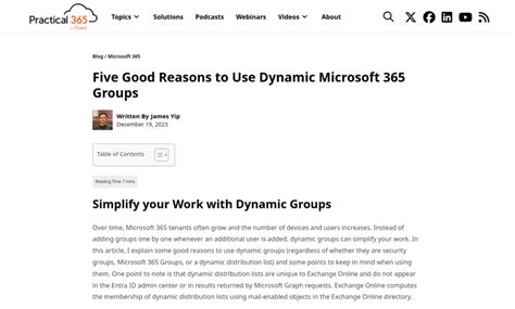 practial 365 article five good reasons to use dynamic microsoft 365 groups james blog