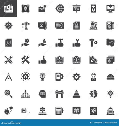 Engineering Elements Vector Icons Set Stock Vector Illustration Of