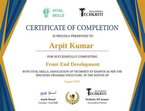 Arpit Kumar On Linkedin Vitalskill Internship
