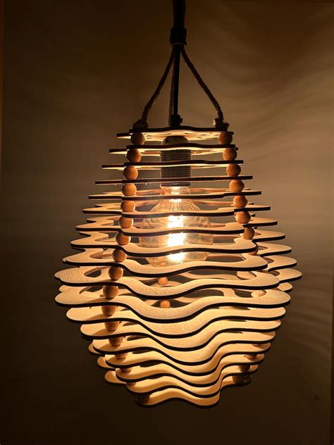 Wooden Pendant Light Dining Room Decor Wood Ceiling Lamp Mid Century