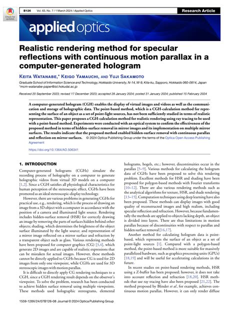 Pdf Realistic Rendering Method For Specular Reflections With