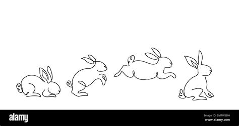Running Jumping Rabbit Bunny Hare Vector One Continuous Line Art Running Jumping Rabbit Bunny Hare Vector One Continuous Line Art