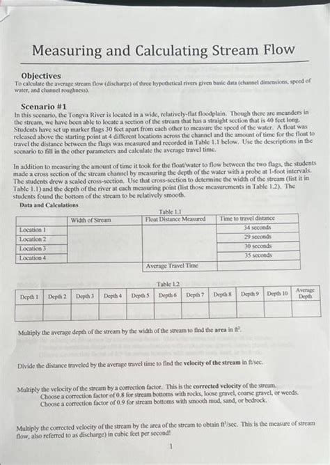 Measuring And Calculating Stream Flow Objectives To Chegg