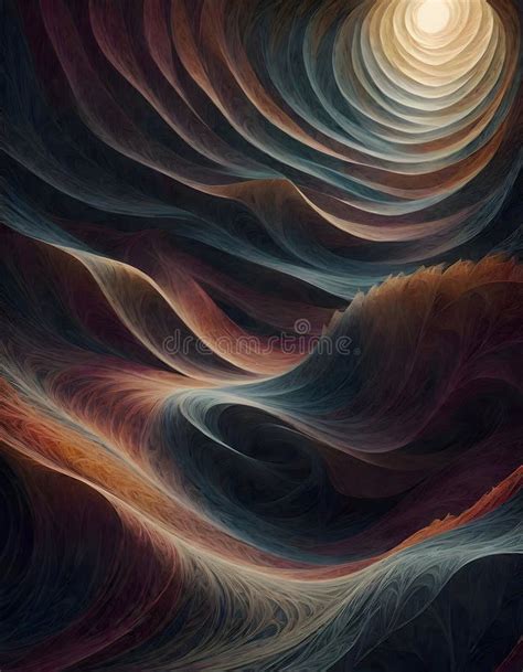 Abstract Swirling Layered Patterns With A Gradient Of Dark To Light Colors Creating A Tunnel