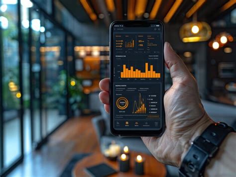 Mobile Phone In Hand Data And Charts Displayed On Screen Person Is Reviewing Information Concept