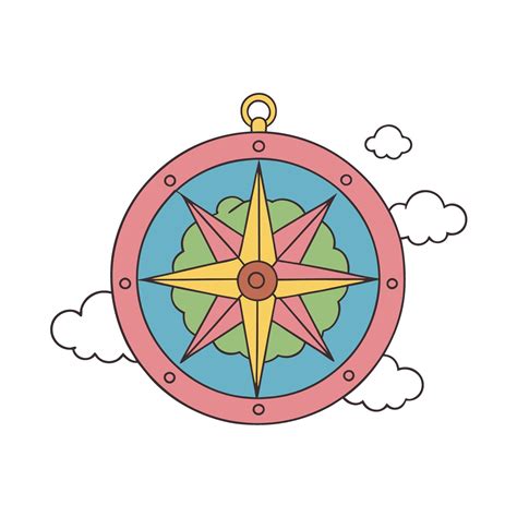Colorful Compass Design Adventure Exploration Navigation Tool Direction Symbol Journey Theme