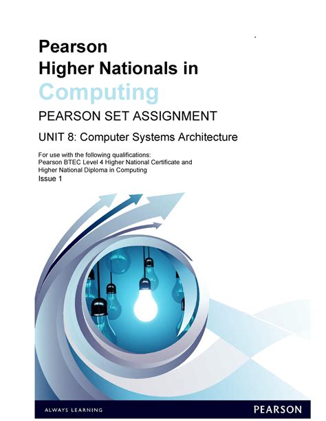 Workings Pearson Higher Nationals In Computing Pearson Set Assignment Unit 8 Computer Systems
