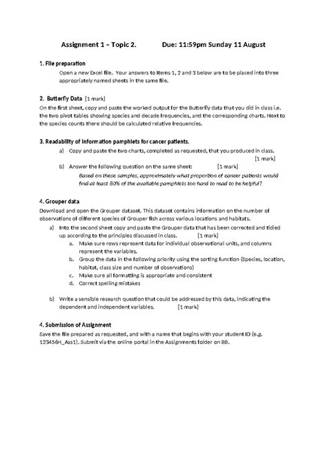 Assignment 1 Topic 2 Assignment 1 Topic 2 Due 1159pm Sunday 11