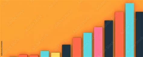 Colorful Bar Graph Illustration On An Orange Background Representing Growth Performance And