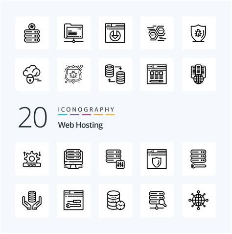20 Web Hosting Line Icon Pack Like Shield Web Server Hosting Security 18698563 Vector Art At