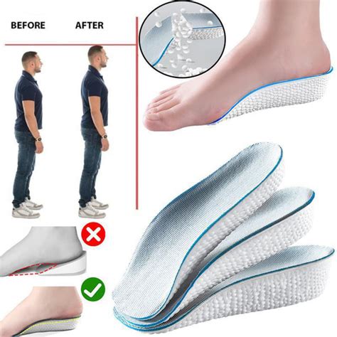 1 2pairs Invisible Heel Lift Inserts Height Increase Insoles For Leg Length Discrepancy Heel