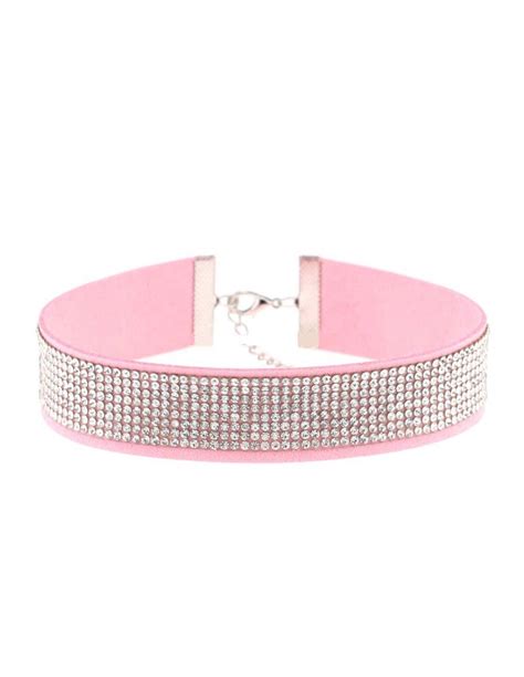 Pink Velvet Rhinestone Collar Rs 306 03097 Lovers Lane