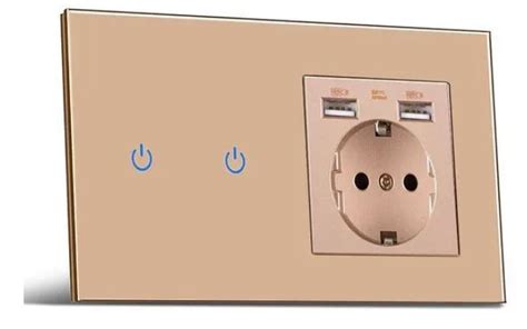 Сенсорный двойной выключатель с розеткой и 2 мя Usb Армасток