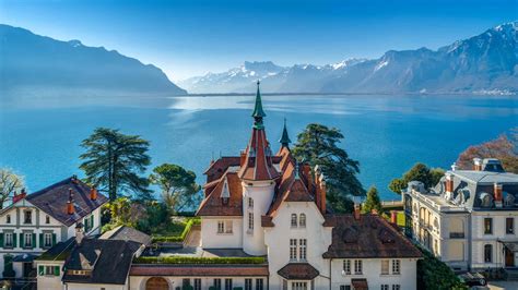 Download Stunning View Of Montreux Riverside Wallpaper