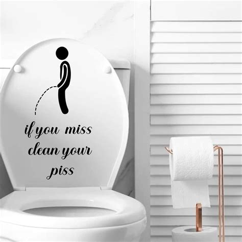 Logo Villain Toilet Stickers Clean Your Piss Funny Decals Waterproof Vinyl Wall Art Sign Decor