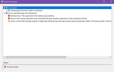 Sql Server Processing Dimension Completed But Error Occurs Database Administrators Stack