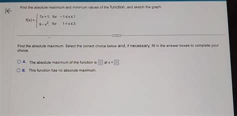 Find The Absolute Maximum And Minimum Values Of The Chegg