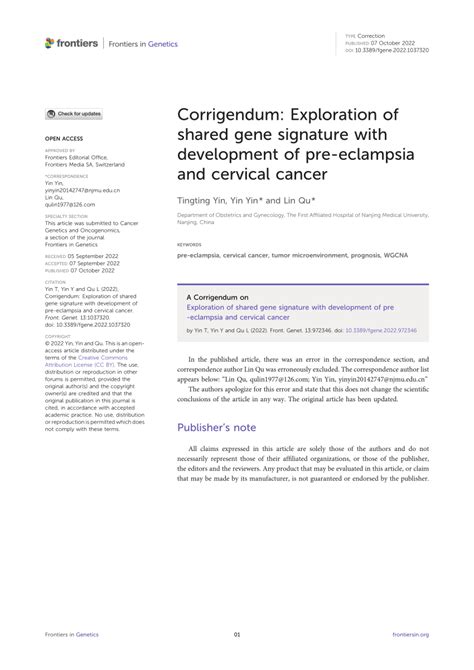 Pdf Corrigendum Exploration Of Shared Gene Signature With