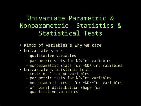 ppt univariate parametric and nonparametric statistics and statistical