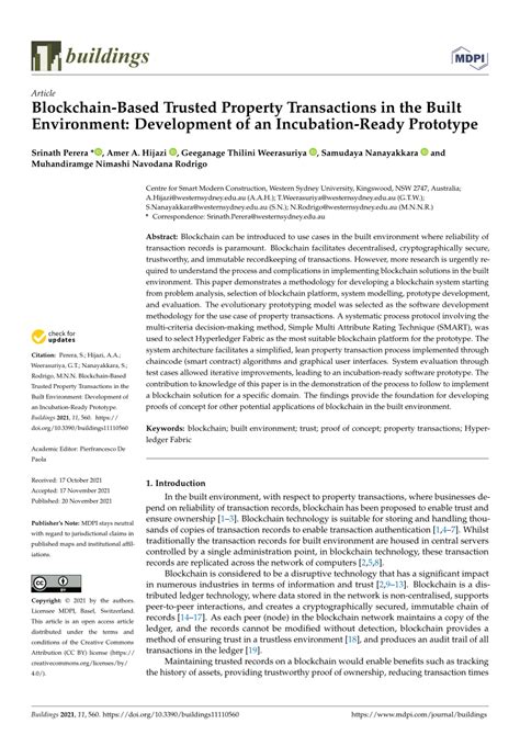 Pdf Blockchain Based Trusted Property Transactions In The Built Environment Development Of An