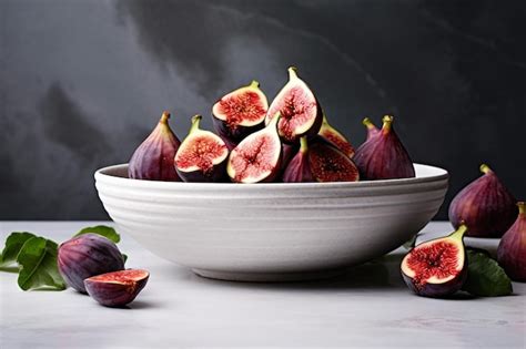 Figs Array In A White Bowl Premium Ai Generated Image