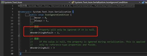 The JsonIgnoreCondition WhenWritingDefault In Code Summary Comment Misleading Issue