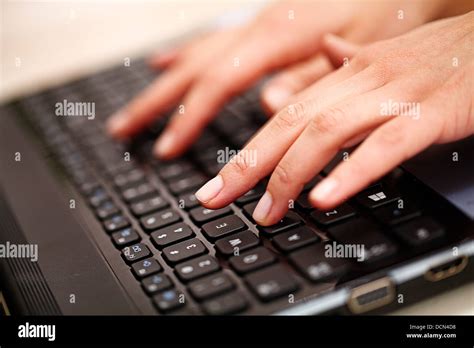 Woman Hands On Keyboard Stock Photo Alamy