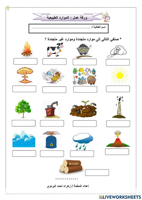 الموارد الطبيعية Free Interactive Worksheets 833464