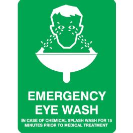 First Aid Signs Emergency Eye Wash In Case Of Chemical Splash Wash