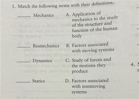Solved Match the following terms with their | Chegg.com