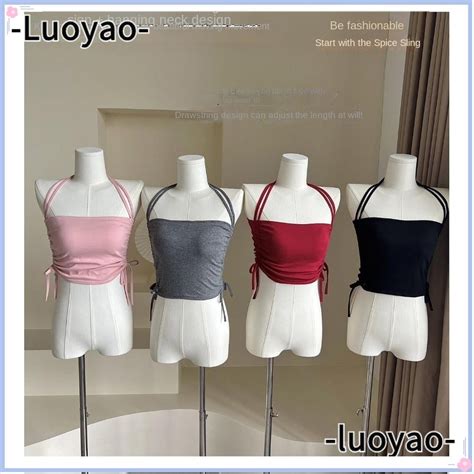สลิงคอ ลูoyaโอ ผอมพร้อมแผ่นรองหน้าอกเสื้อกั๊กหลังสวย ฤดูร้อนเครื่องเทศลําลองสาวสั้นด้านบน
