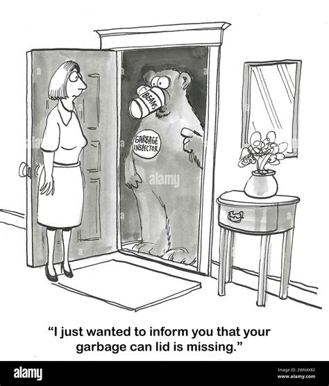 Bw Cartoon Of A Local Bear That Is The Garbage Inspector He Also Eats From The Garbage And