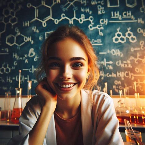 A Young Female Student In A Science Classroom Premium Ai Generated Image