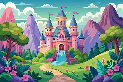 El Caprichoso Castillo De Cuento De Hadas Con Torres Altas Y Jardines