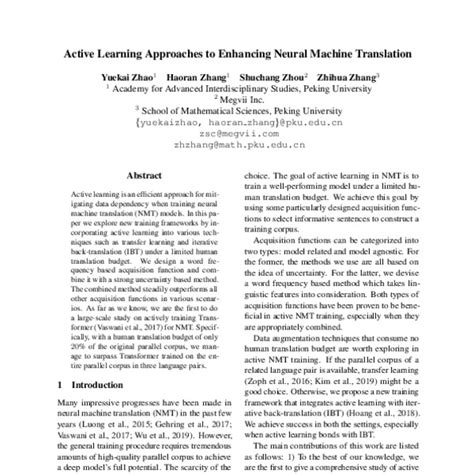 Active Learning Approaches To Enhancing Neural Machine Translation Acl Anthology