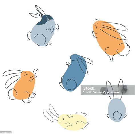 낙서 스타일의 재미있는 토끼 세트 토끼는 2023 년의 상징입니다 흰색 배경에 고립 된 토끼 벡터 그래픽 0명에 대한 스톡 벡터 아트 및 기타 이미지 Istock