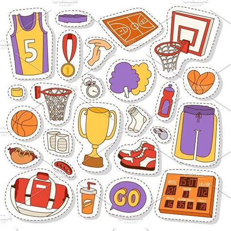 Basketball Stickers Icons Vector Branding Tips Cute Stickers