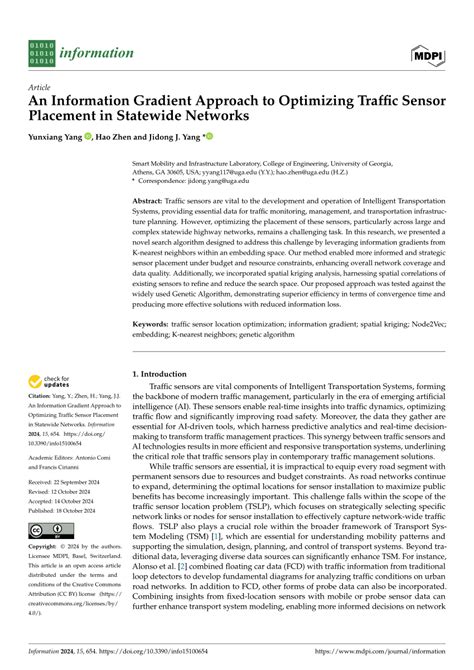 Pdf An Information Gradient Approach To Optimizing Traffic Sensor Placement In Statewide Networks