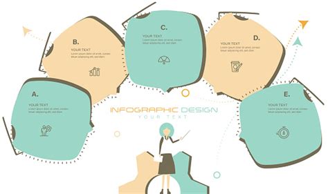 벡터 인포그래픽 디자인 비즈니스 템플릿에는 아이콘과 5가지 옵션 또는 단계가 있습니다 프로세스 다이어그램 프리젠테이션 워크플로우 레이아웃 배너 순서도 정보 그래프 스톡에