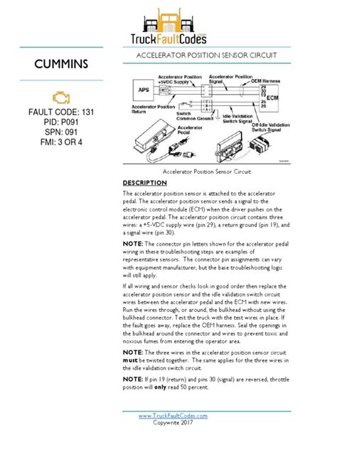 Cummins Fault Code 131 Pid P091 Spn 091 Fmi 3 Or 4 Pdf Throttle Electrical Connector