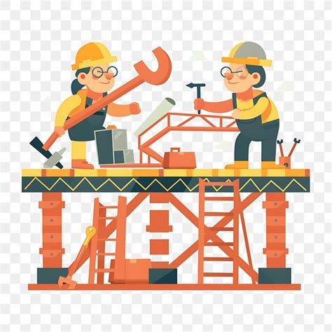 Psd 트롤 캐릭터는 다리를 건설합니다 디자인은 건설적이고 2d 아이디어 게임 자산 평평한 예술 간단합니다 프리미엄 Ai 생성 Psd